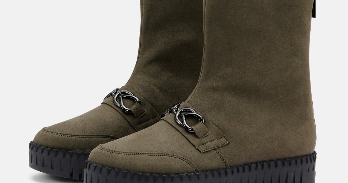 Long Chelsea Boots - Deep Olive Black